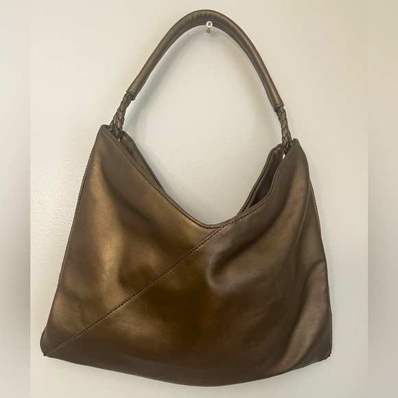 lucy pereda | Bags | Vintage Lucy Pereda Brown Metallic Leather Handbag ...